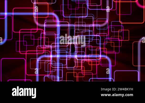 Retro 1970s neon rounded squares motion background animation. Full hd ...