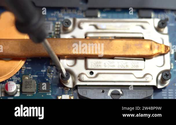 Installing a copper cooling system on a laptop processor, copper ...