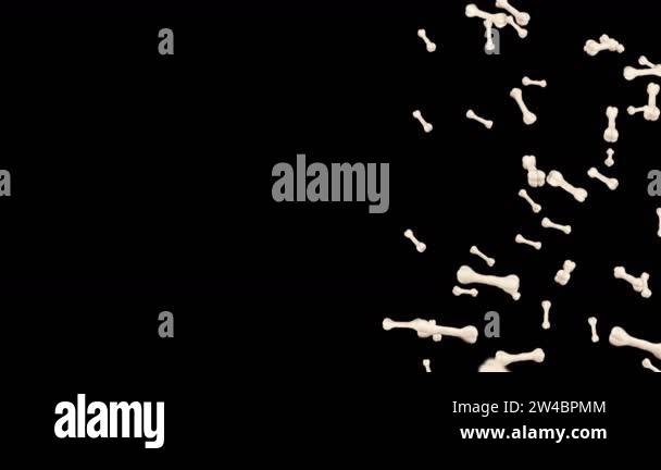 Flying many bones on black background. Dog bone icon. Pet food. 3D ...