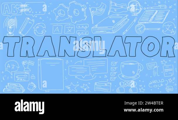 Doodle word Translator. Drawn dancing lines minimal 4k animation ...