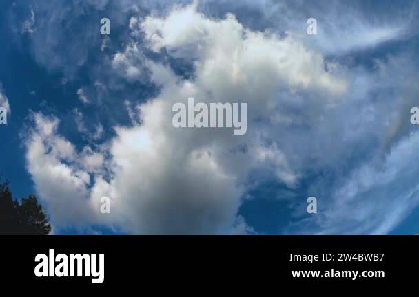 Shoot the sky from an elevation angle, the blue sky and white clouds ...