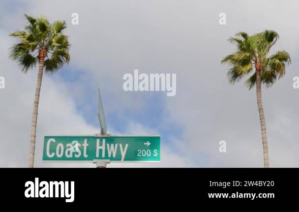 Pacific Coast Highway, historic route 101 road sign, tourist ...