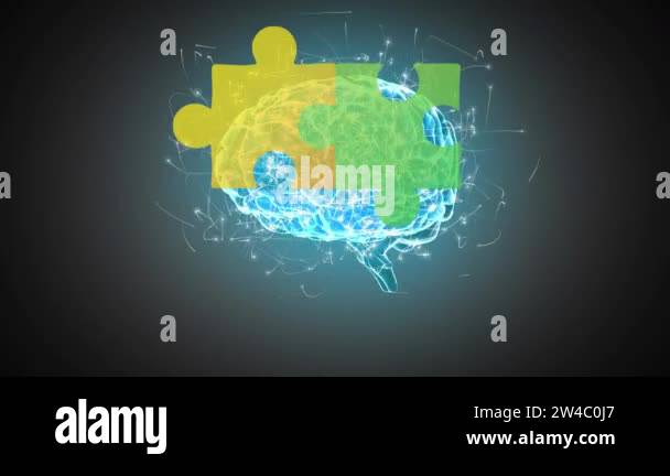 Animation of multi coloured puzzle elements forming square Autism ...