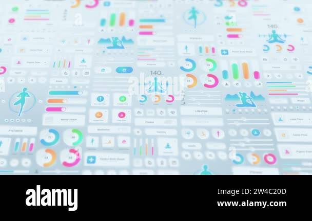 Creative design of yoga application. Neumorphism. Hi tech panel. Fitness and exercise concept ...