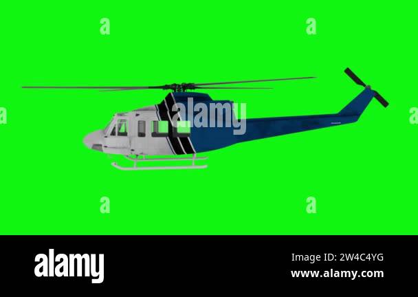 Realistic helicopter flying animation. Side view. Green screen 4k ...