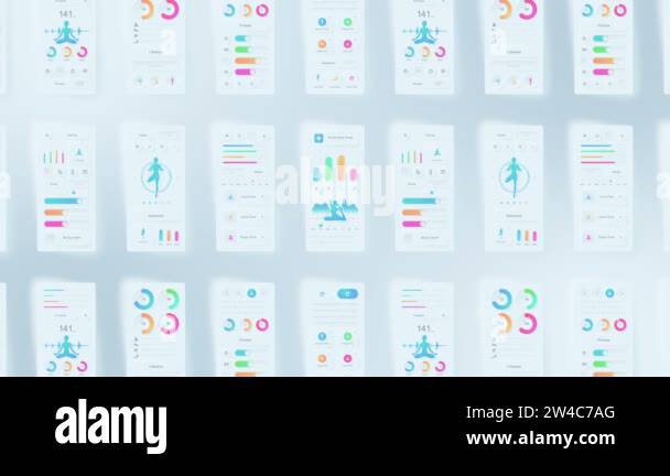 Creative design of yoga application. Neumorphism. Hi tech panel ...