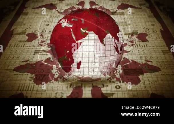 Pandemic of infection. Global earth with red dots of infection. Medical ...