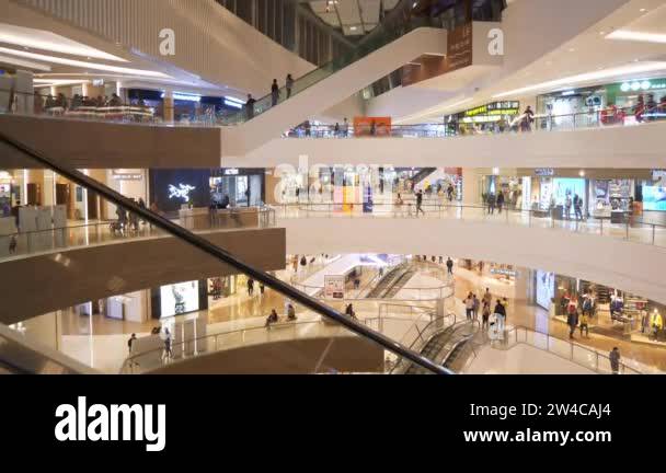 Famous shopping mall at Qingdao city downtown, China, panorama, 4k ...