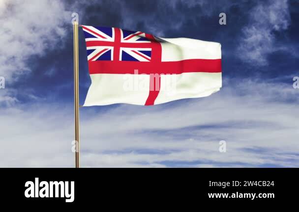 Royal Navy flag waving in the wind. Green screen, alpha matte. Loopable ...