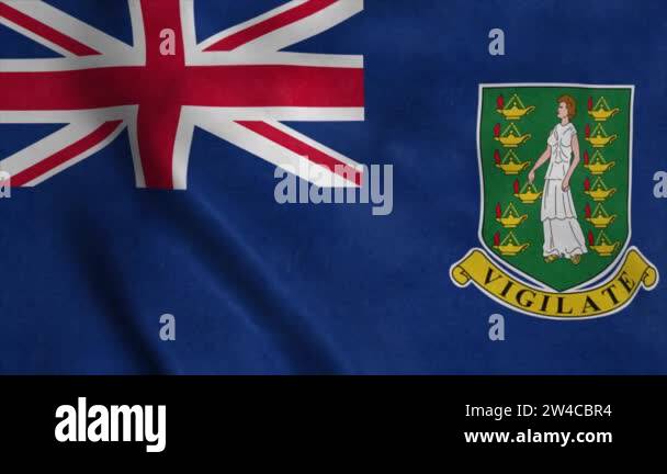 British Virgin Islands flag is waving 3D animation. Symbol of British ...