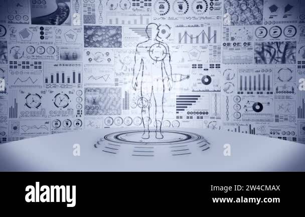 Man virtual body. Human medical hologram animation. Graph, Diagram ...