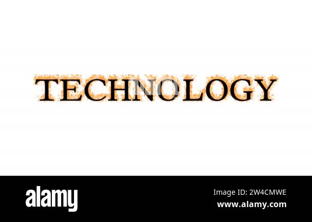 Technology fire text effect white isolated background. animated text ...