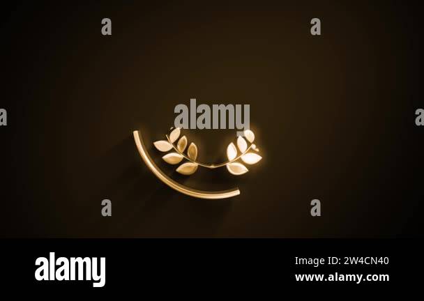 Gold Awards Laurel Leaves With Gold Texture Animation/ 4k animation of ...
