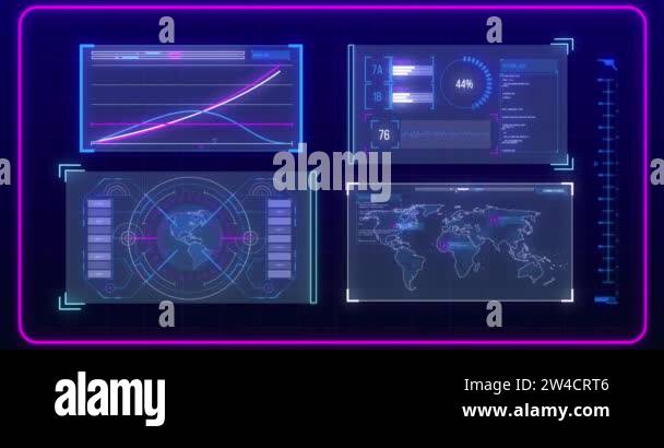 Digital animation of digital interface with data processing against ...
