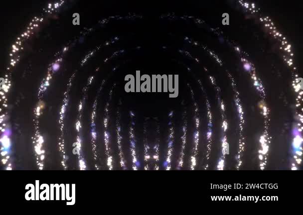 Abstract Sci-Fi visual art loop glowing and glittering arc gate stage ...