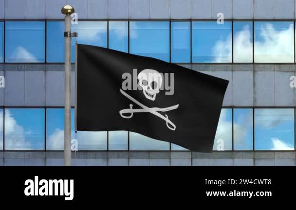 3D, fabric texture of the pirate skull with sabers flag waving in wind ...