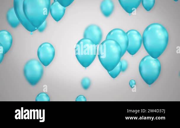 3D Animation of Vibrant Flying Blue Balloons white Background Loop ...