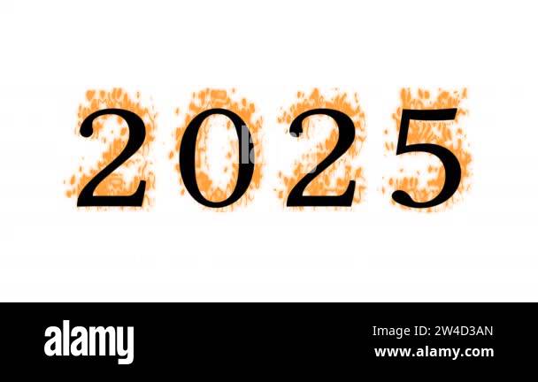 2025 fire text effect white isolated background. animated text effect ...