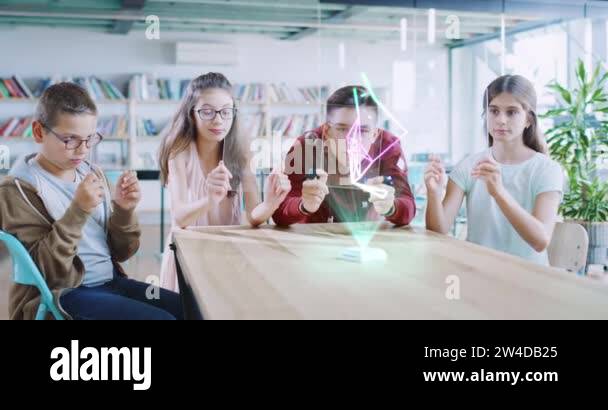 Students Using 3D Modelling Software Teamwork Futuristic Technology 3D ...