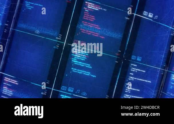 3d software base with codes. Animation. Projection of software with ...