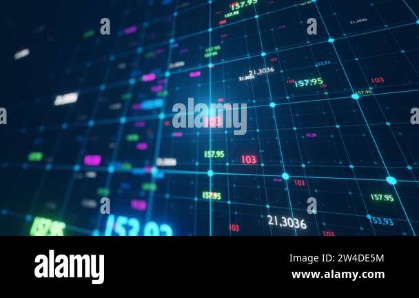 Digital Fly Code Background Loop With Defocus Big Data Code Network 3d 4k Loop Animation Blue