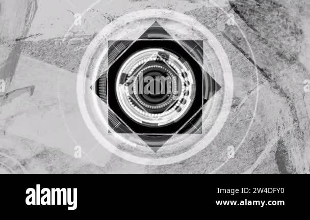 Animation of rotating circular scopes with square and diamond design in ...