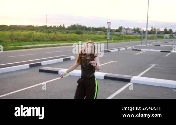 young beautiful dancer with long hair dancing modern youth dance free ...