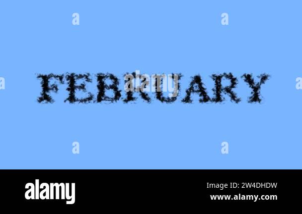 February smoke text effect sky isolated background. animated text ...
