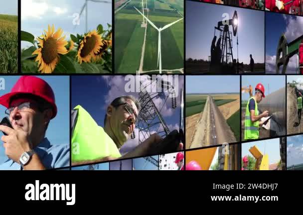 Electricity Generation Conceptual Video Wall. Electric Power ...