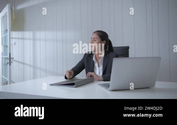 Business concept of 4k Resolution. The female manager is interviewing ...