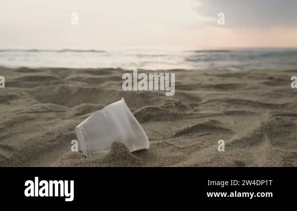 Human pick up plastic glass garbage on sea coast,clean up ecosystem ...