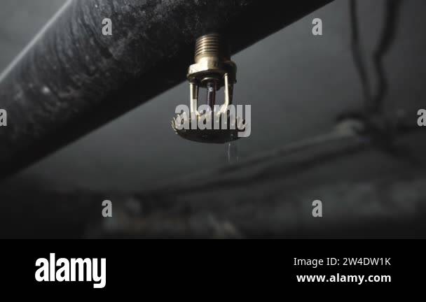 Broken faulty and defective Fire sprinkler system on the pipe in ...