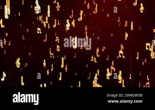 Musical note signs symbols Flying Music notes figures flowing. Golden ...