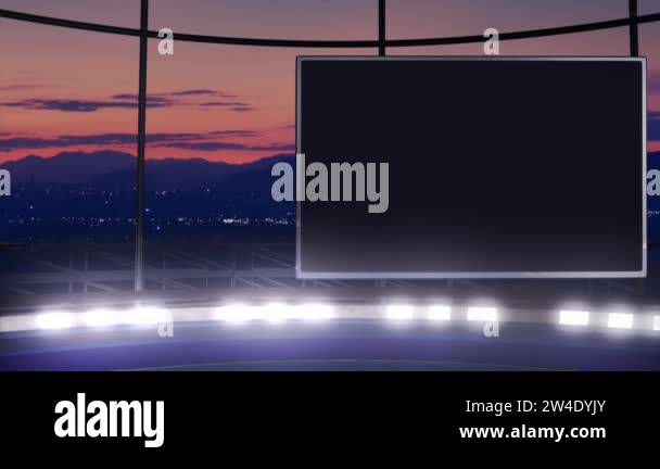 Virtual studio backdrop with spotlights and an empty screen, for tv ...