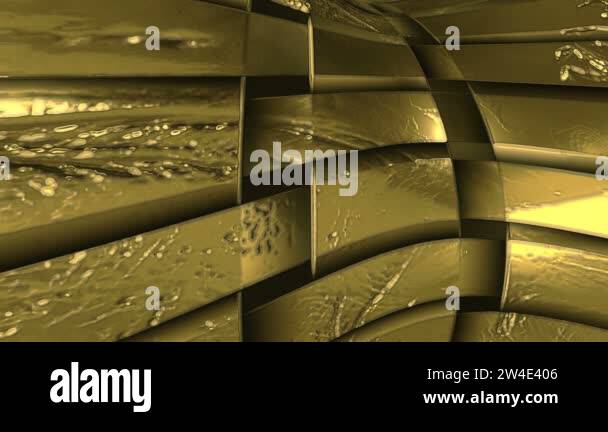 Golden fantasy abstract flowing substrate like gold bars moving 3d ...