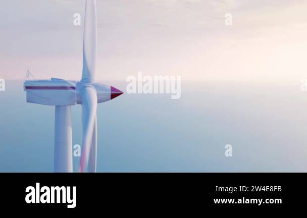 Wind turbines generate electricity. 3D render. Seamless loop. Wind ...