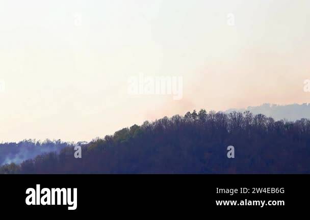 Big wildfires and smoke in mountain forests during drought ...