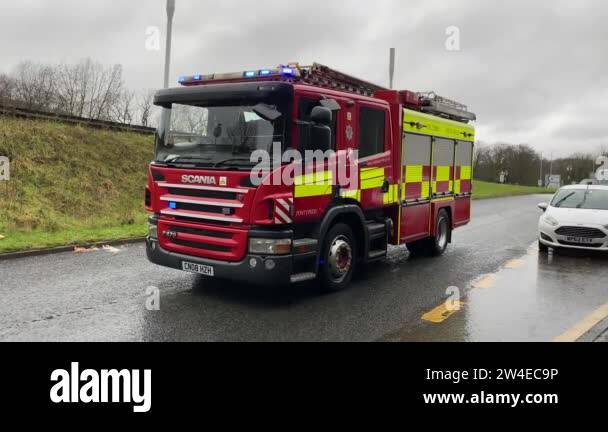 Fire service emergency tender rescue red vehicle Stock Videos & Footage ...