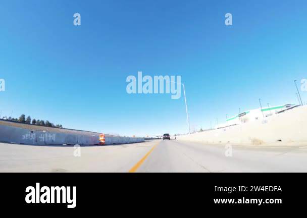 Denver, Colorado, USA-January 12, 2020 - Driving on typical paved roads ...