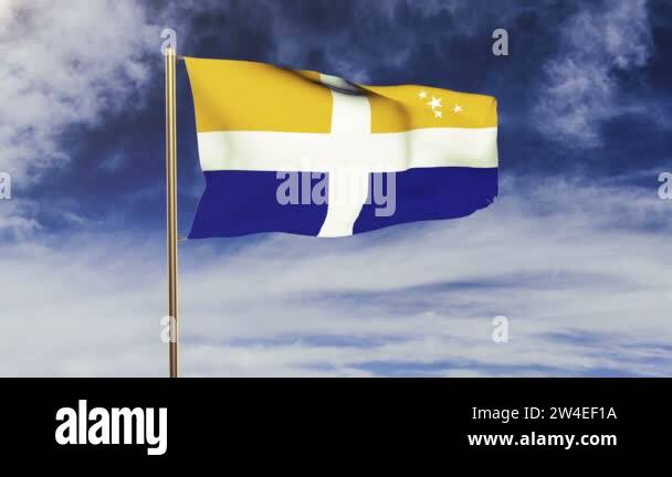 Isles Of Scilly flag waving in the wind. Green screen, alpha matte ...