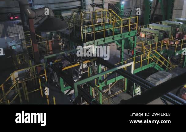 Modern wire manufacturing plant. Industrial interior of a modern ...