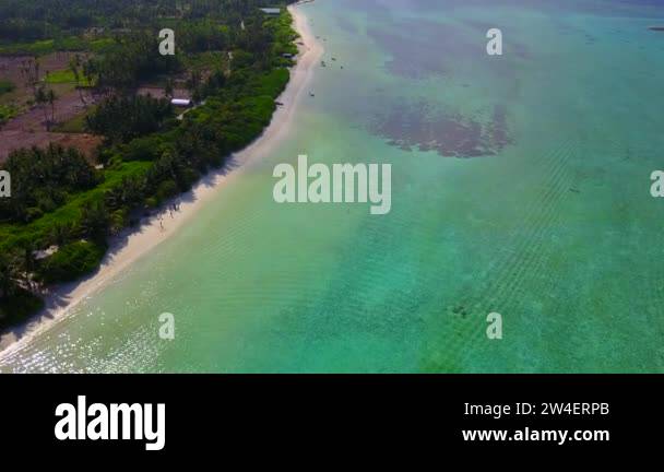 Summer travel of relaxing bay beach break by transparent sea and bright ...