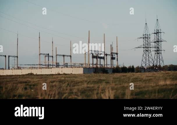 electric tower for power distribution. Transformer Stock Video Footage ...