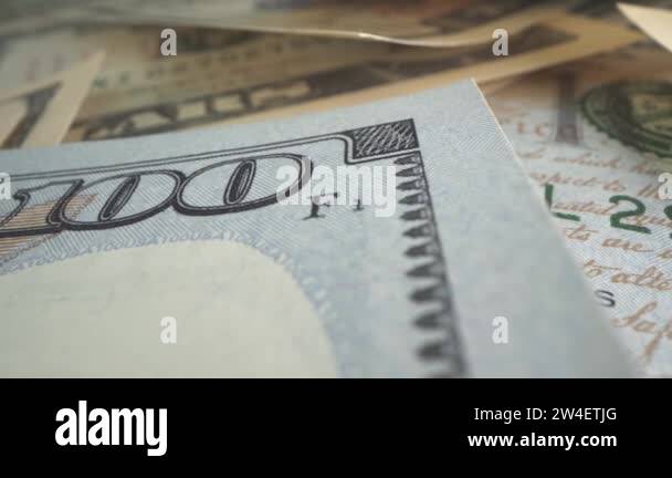 100 dollar bank note close up with inscription united states of america ...