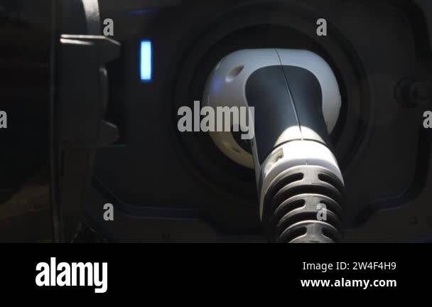 Electric Vehicle Charging Port Plugged In Hybrid Car With LED Status ...