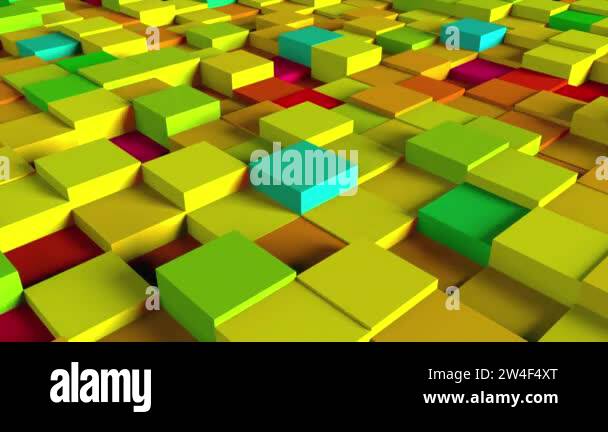 Computer generated background multicolored isometric cubes, top view ...