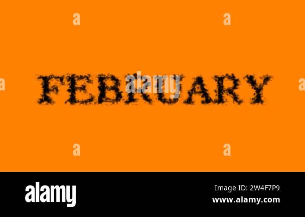February smoke text effect orange isolated background. animated text ...