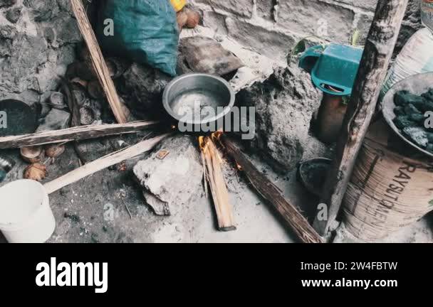 Local African Kitchen Inside the House from an Open-Air Slums, Zanzibar ...
