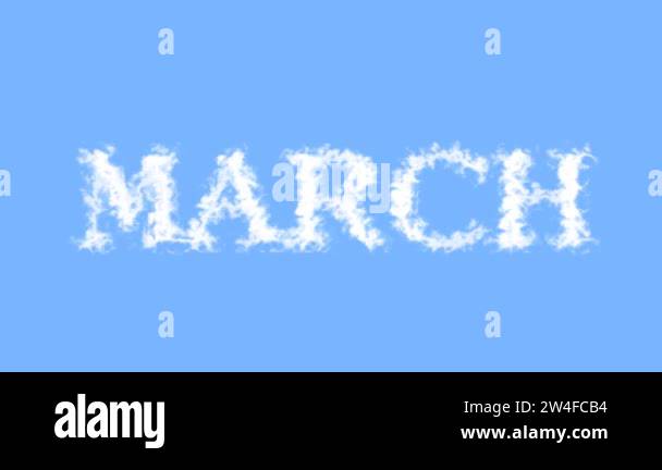 March cloud text effect sky isolated background. animated text effect ...