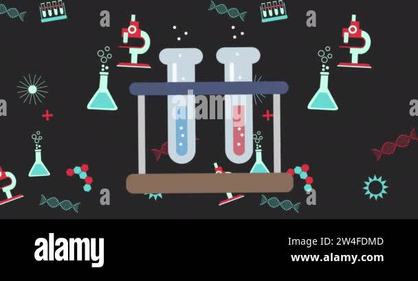 Animation of chemical pictogram over multiple floating chemical ...